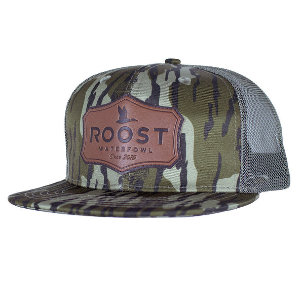 Fieldstone Roost Bottomland Leather Shield Patch Trucker Hat - David's Clothing