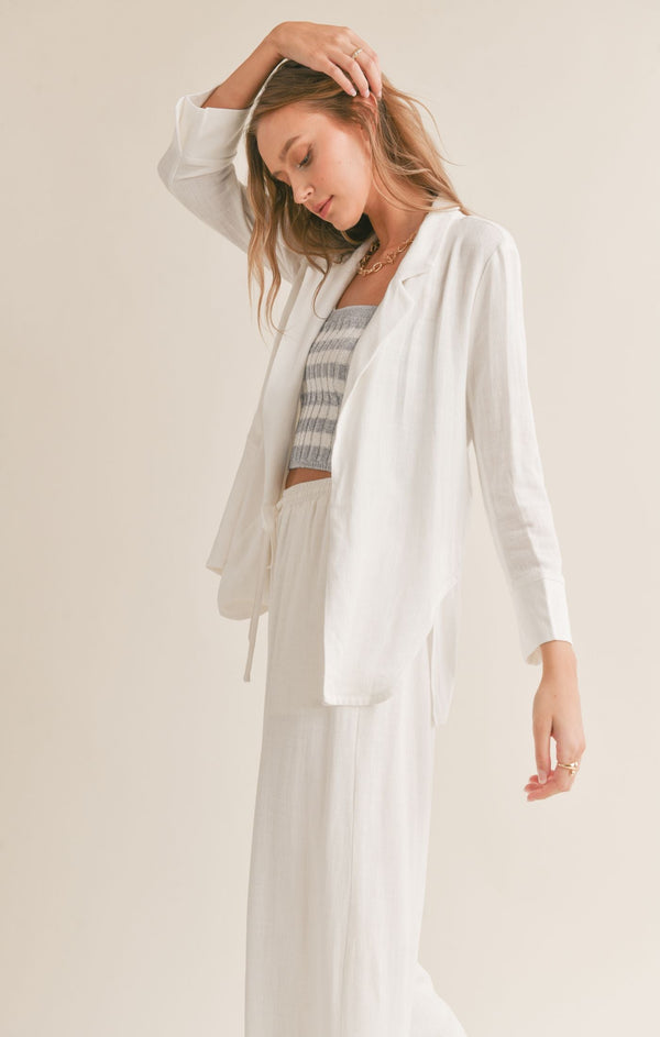 Sadie And Sage Sugarloaf Linen Blend Open Blazer || David's Clothing