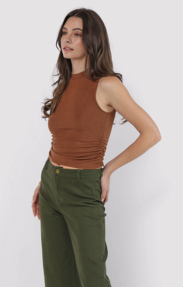 Sadie And Sage Ronan Mock Neck Ruched Knit Tank - David's Clothing
